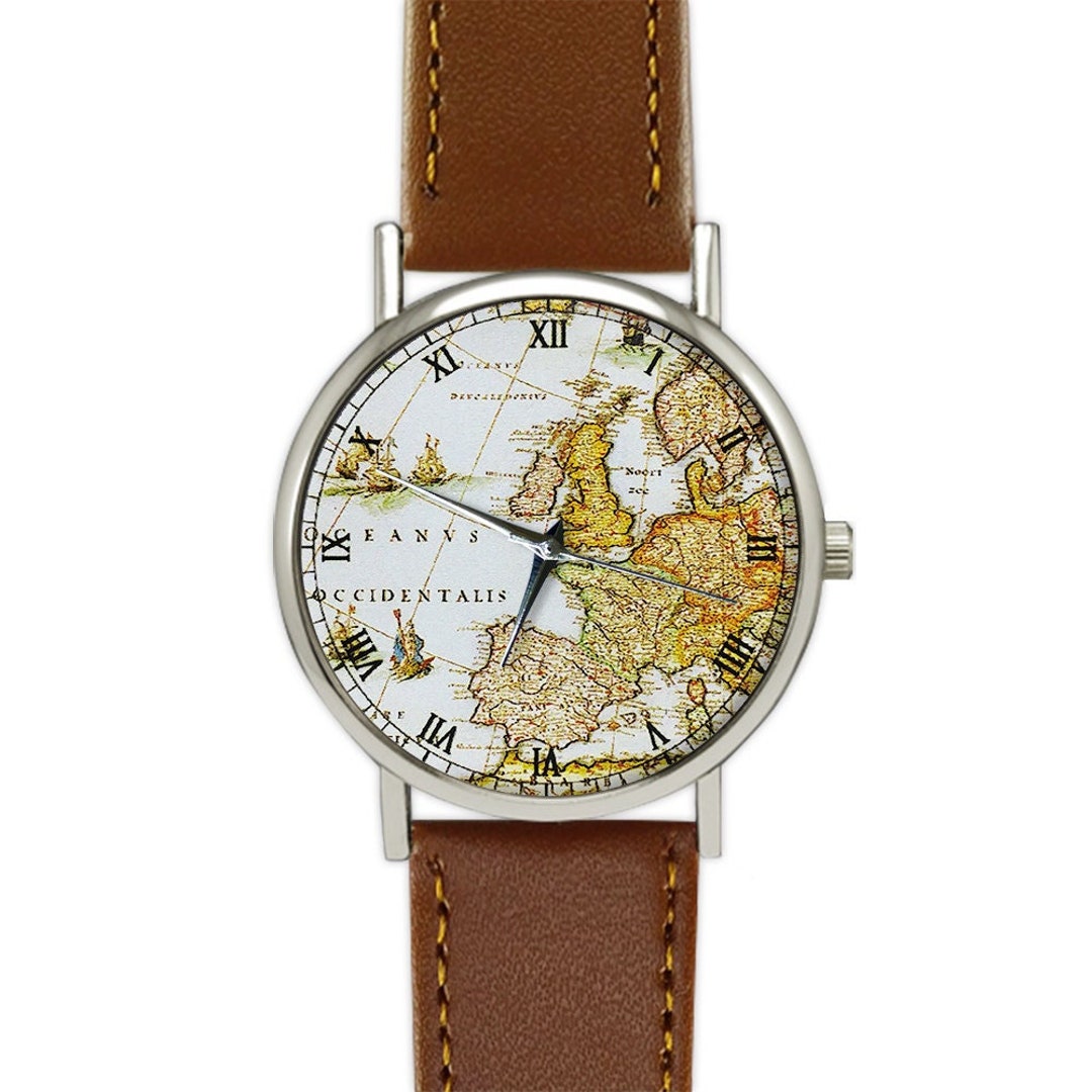 Vintage Europe Map Watch: Unisex Travel Jewelry - Etsy