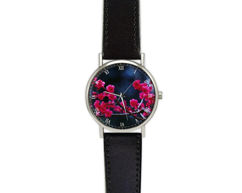 Cherry Blossoms Flower Watch Leather Watch Ladies Watch | Etsy