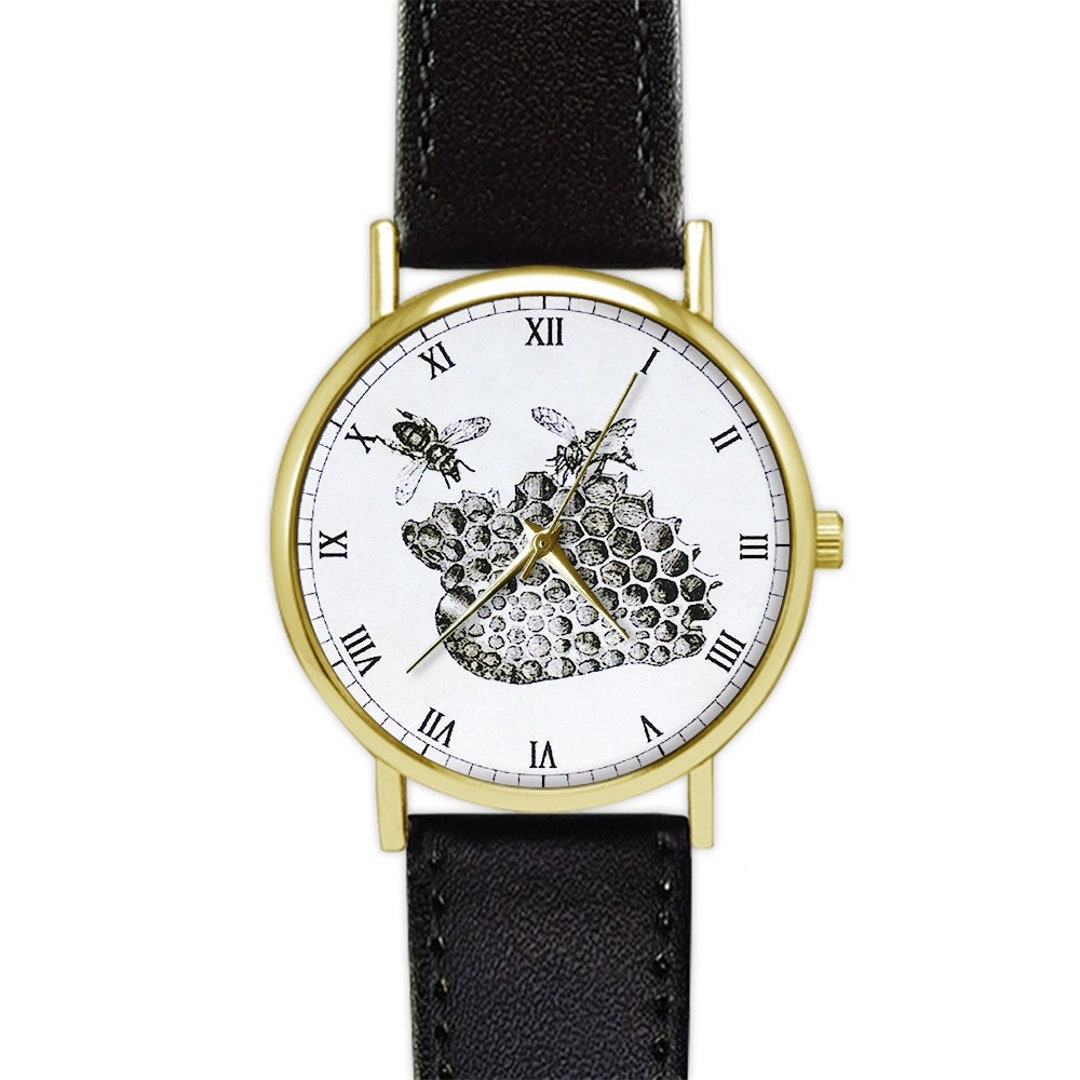 Vintage Honey Bee Watch | Honeycomb | Insect Watch | Leather Watch ...