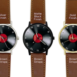 Vintage Vinyl Record Watch: Red Label, Leather Band - Etsy