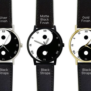 Yin Yang Watch: Black & White, Synthetic Leather Strap - Etsy