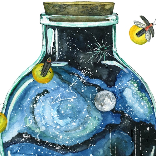 Galaxy Painting Watercolor Painting Night Sky Bottle | Etsy