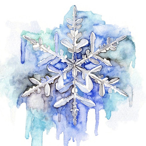 Snowflake Painting Print From Original Watercolor Painting - Etsy