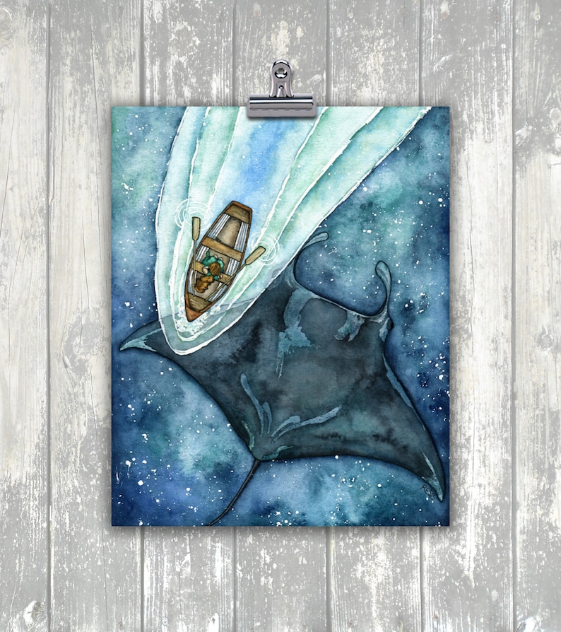 Manta Ray Art Manta Ray Painting Manta Ray Watercolor | Etsy