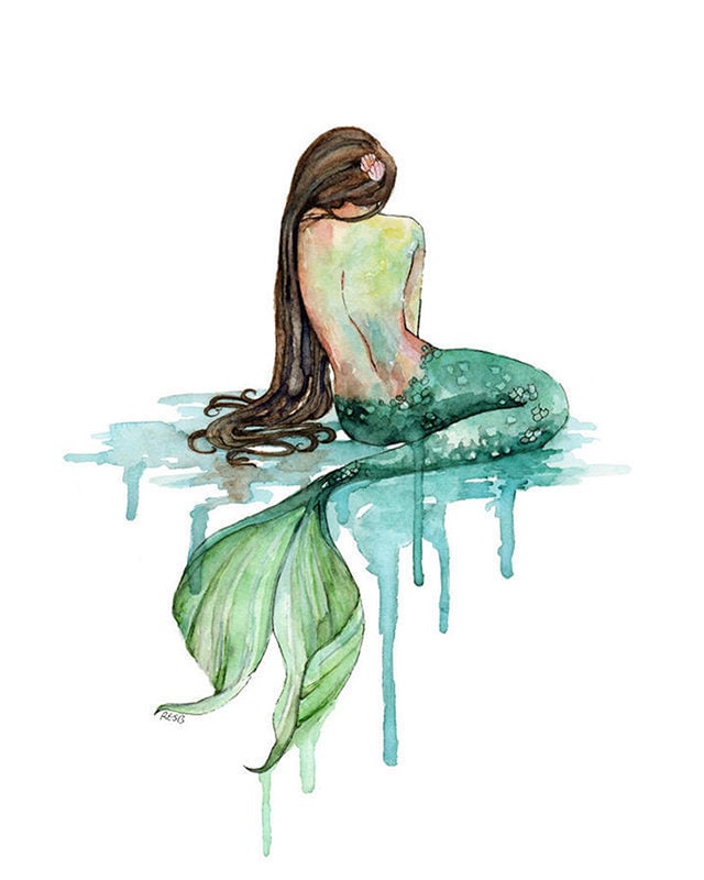 Mermaid Painting Watercolor Painting Mermaid Print Mermaid - Etsy Australia