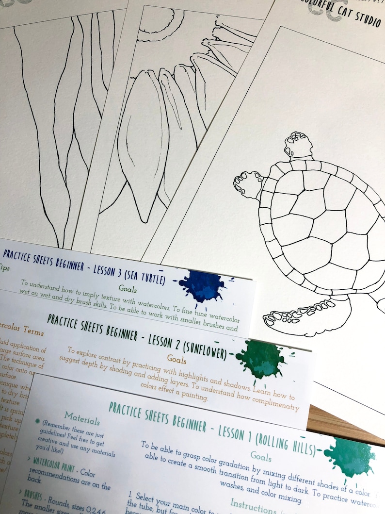 Learn to Paint Watercolor Kit Beginner Practice Set for Paint - Etsy Israel