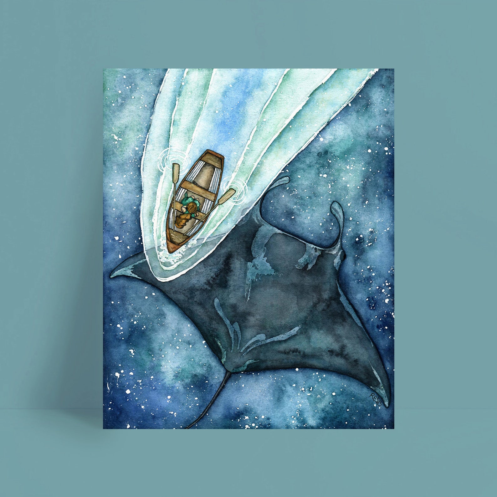 Manta Ray Art Manta Ray Painting Manta Ray Watercolor - Etsy