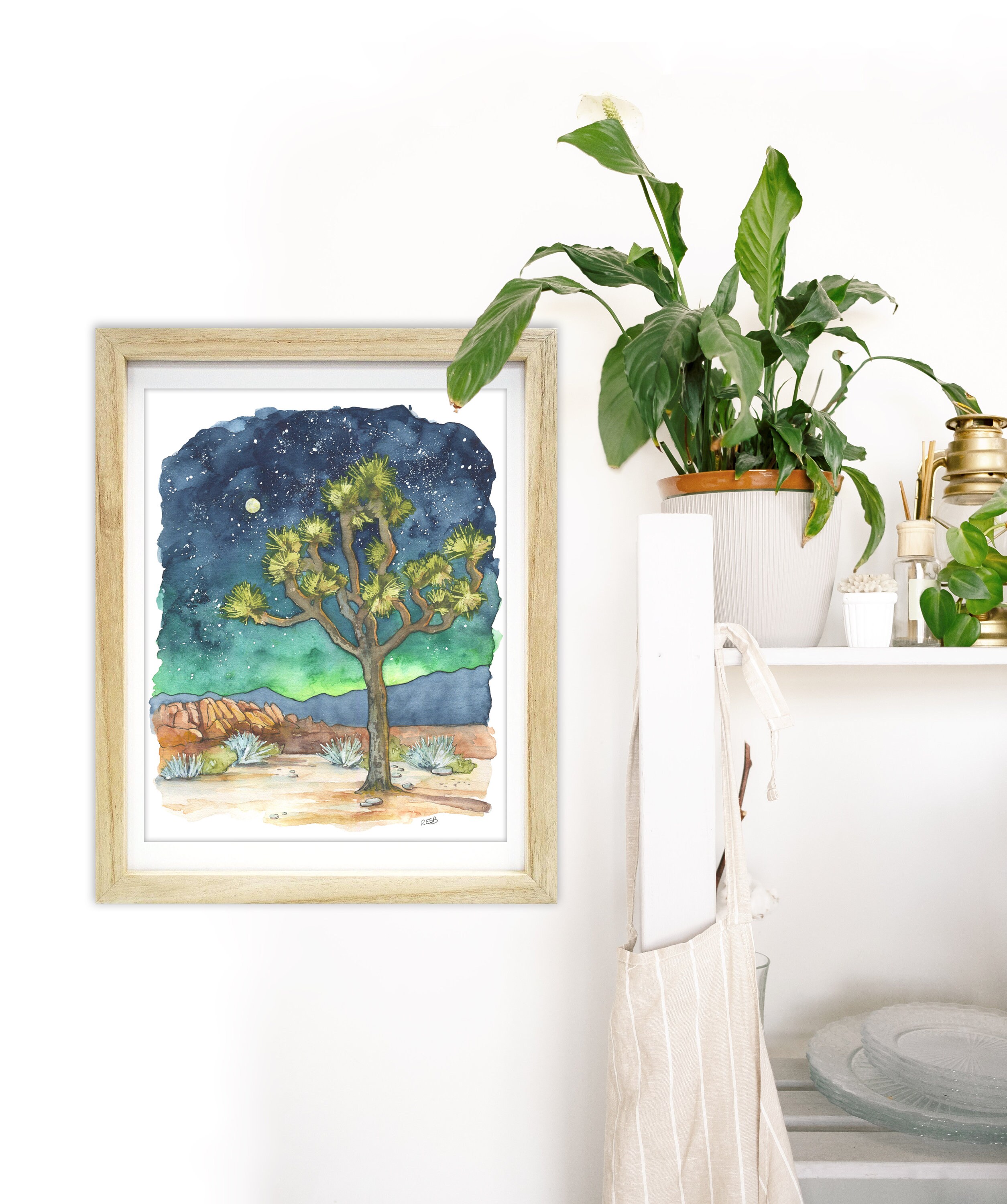 Desert Tree Print - Watercolor Painting of Joshua Tree, Cactus Print ...