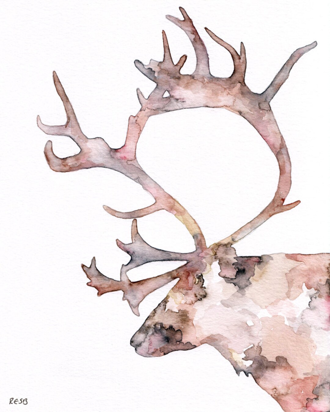 Reindeer Silhouette Painting - Print Titled, "blitzen the Reindeer ...