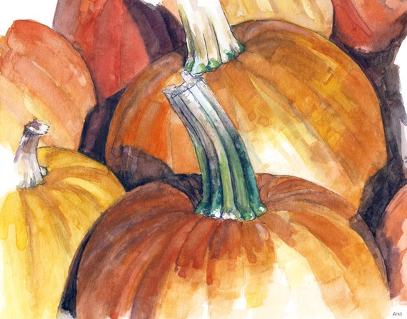 Pumpkin Watercolor Paintings