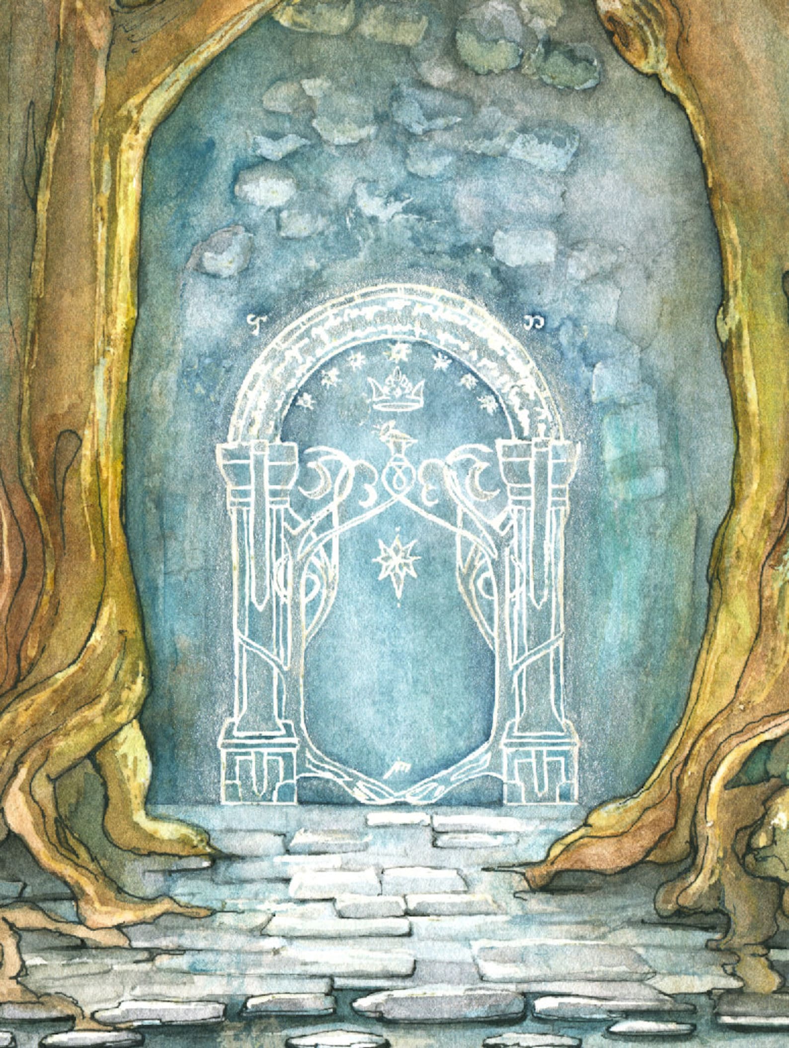 Dwarven Mines Painting Watercolor Painting Mines of Dwarf - Etsy