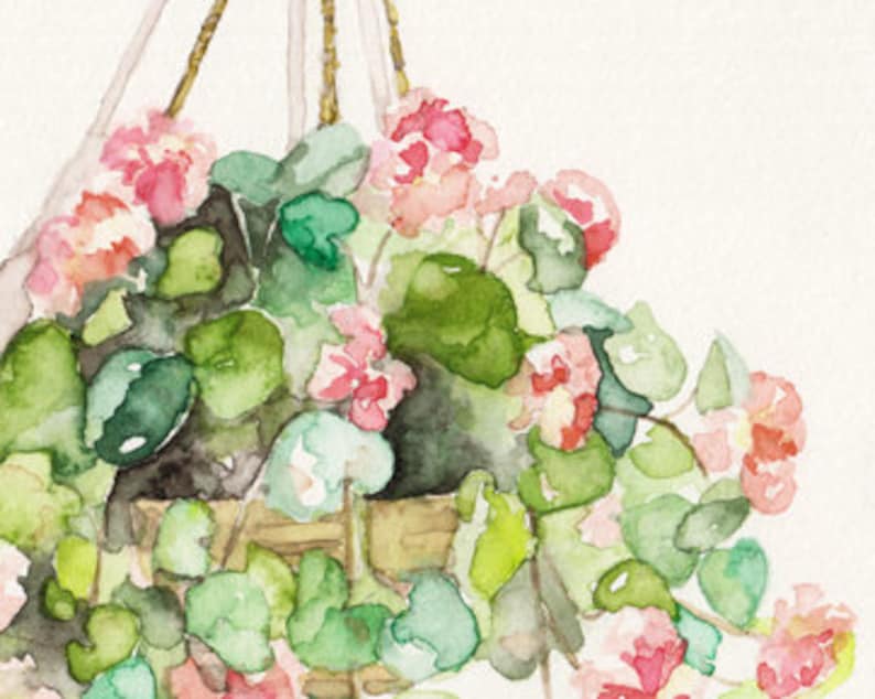 Hanging Flowers Painting Print From Original Watercolor - Etsy