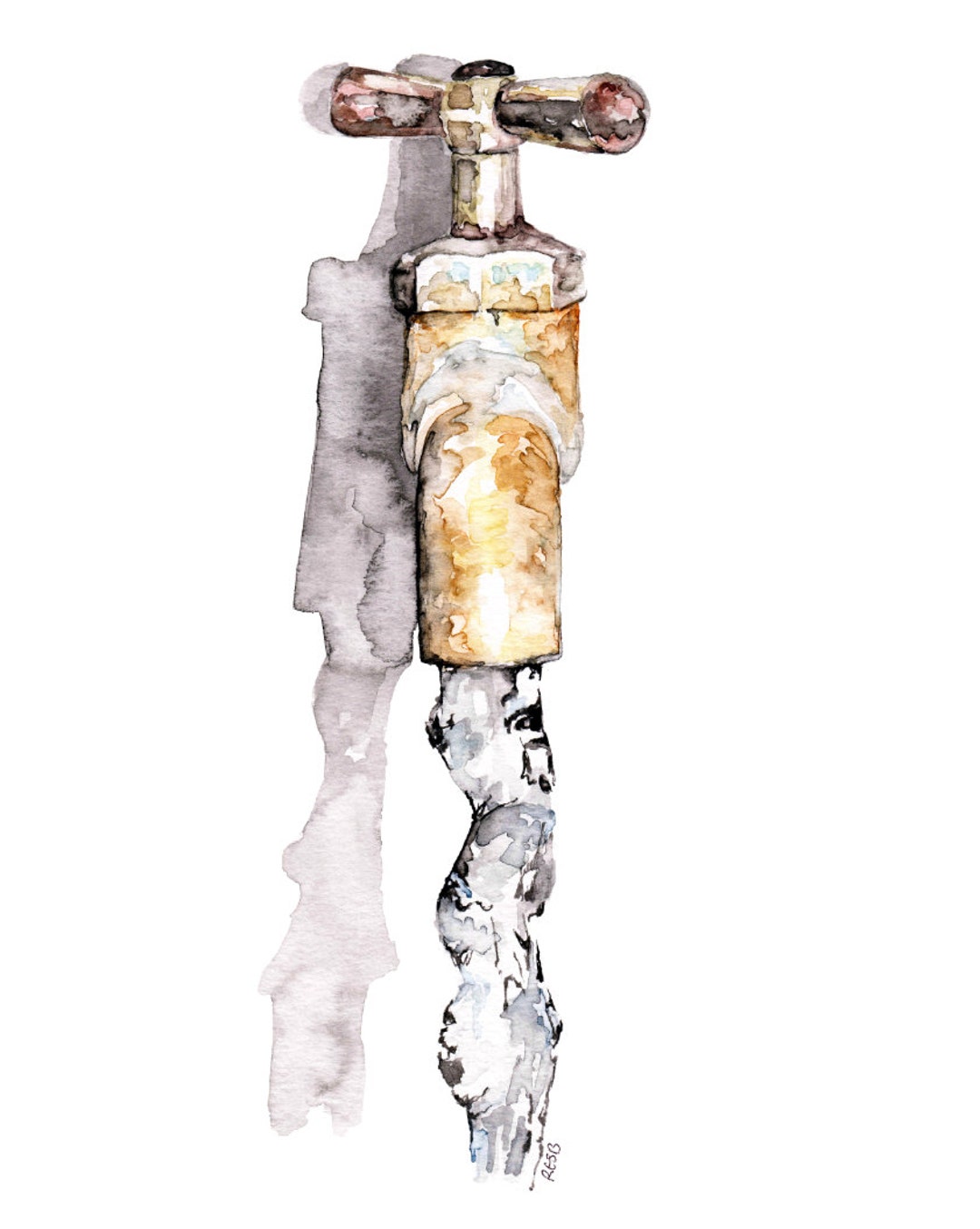 Water Spigot 2 Painting - Print From Original Watercolor Painting ...