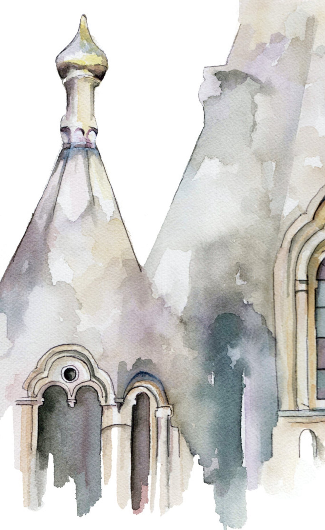 Cathedral Painting Print From Original Watercolor Painting | Etsy