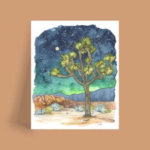Desert Tree Print - Watercolor Painting of Joshua Tree, Cactus Print ...