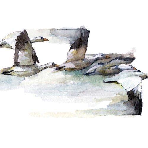 Vintage Painting Goose Art Family of Geese - Etsy
