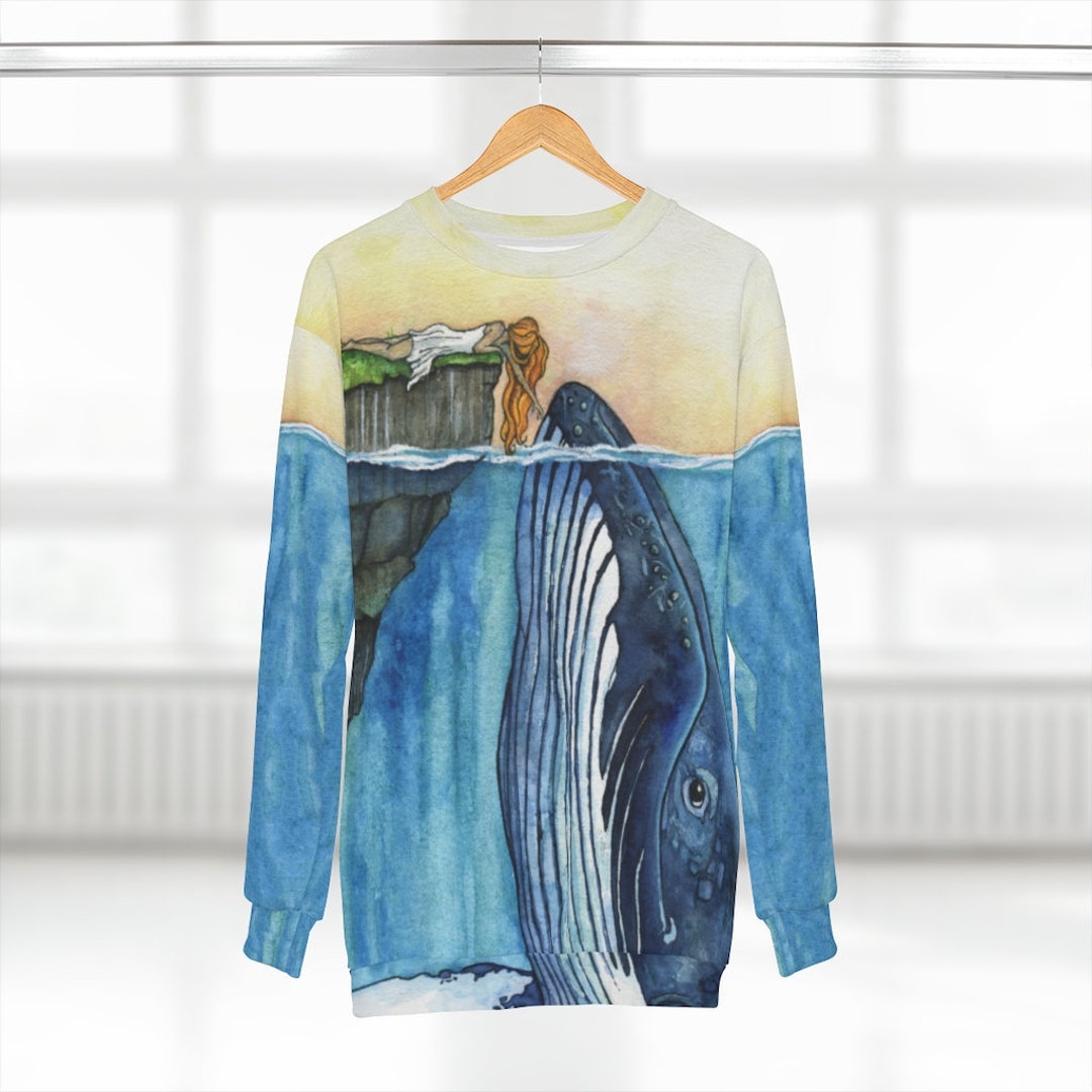 Unisex Whale and Girl Sweatshirt Crewneck, All Over Print Pullover - Etsy