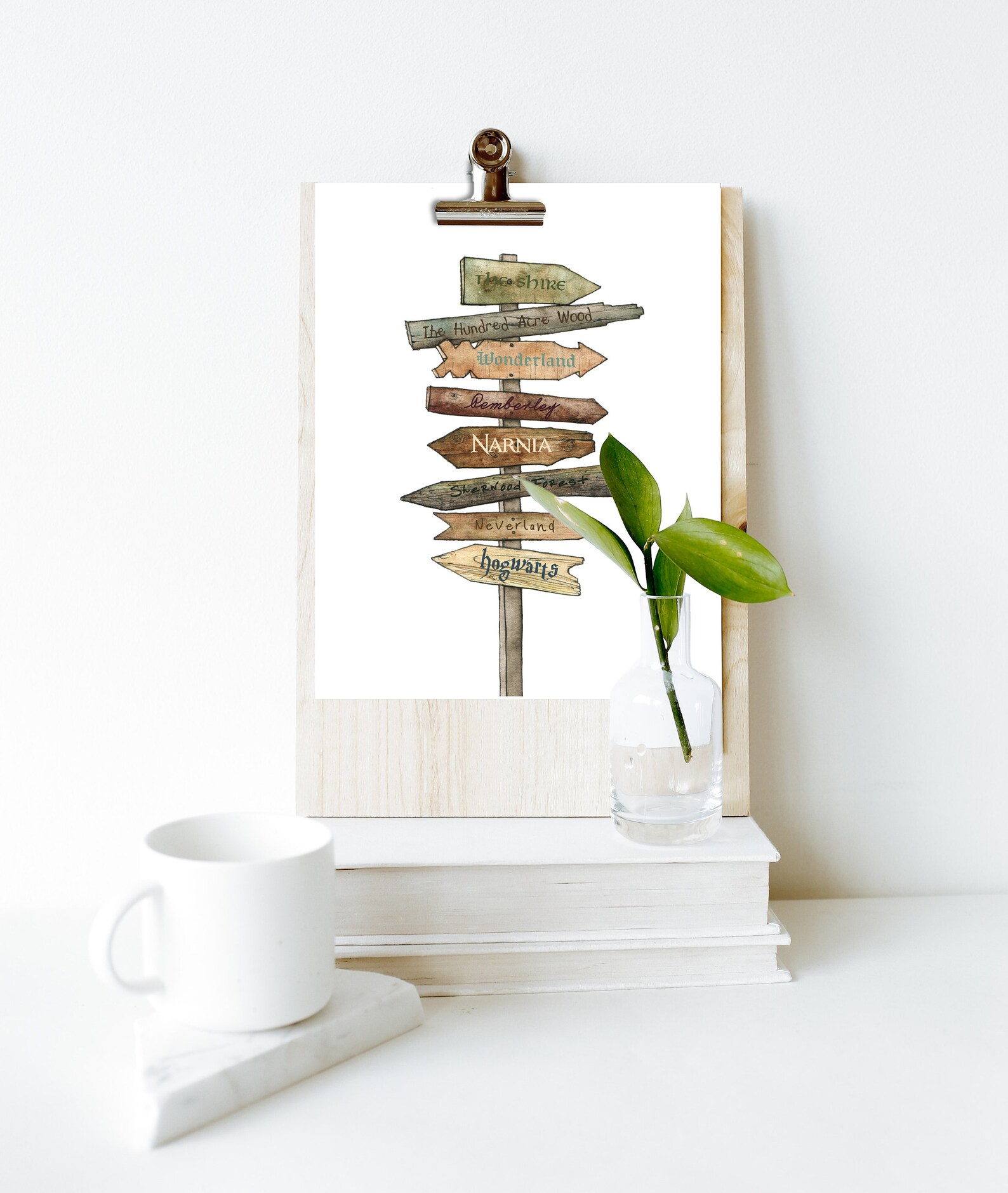 Custom Storybook Signpost Print– Personalized Fantasy Wall Art, Book ...