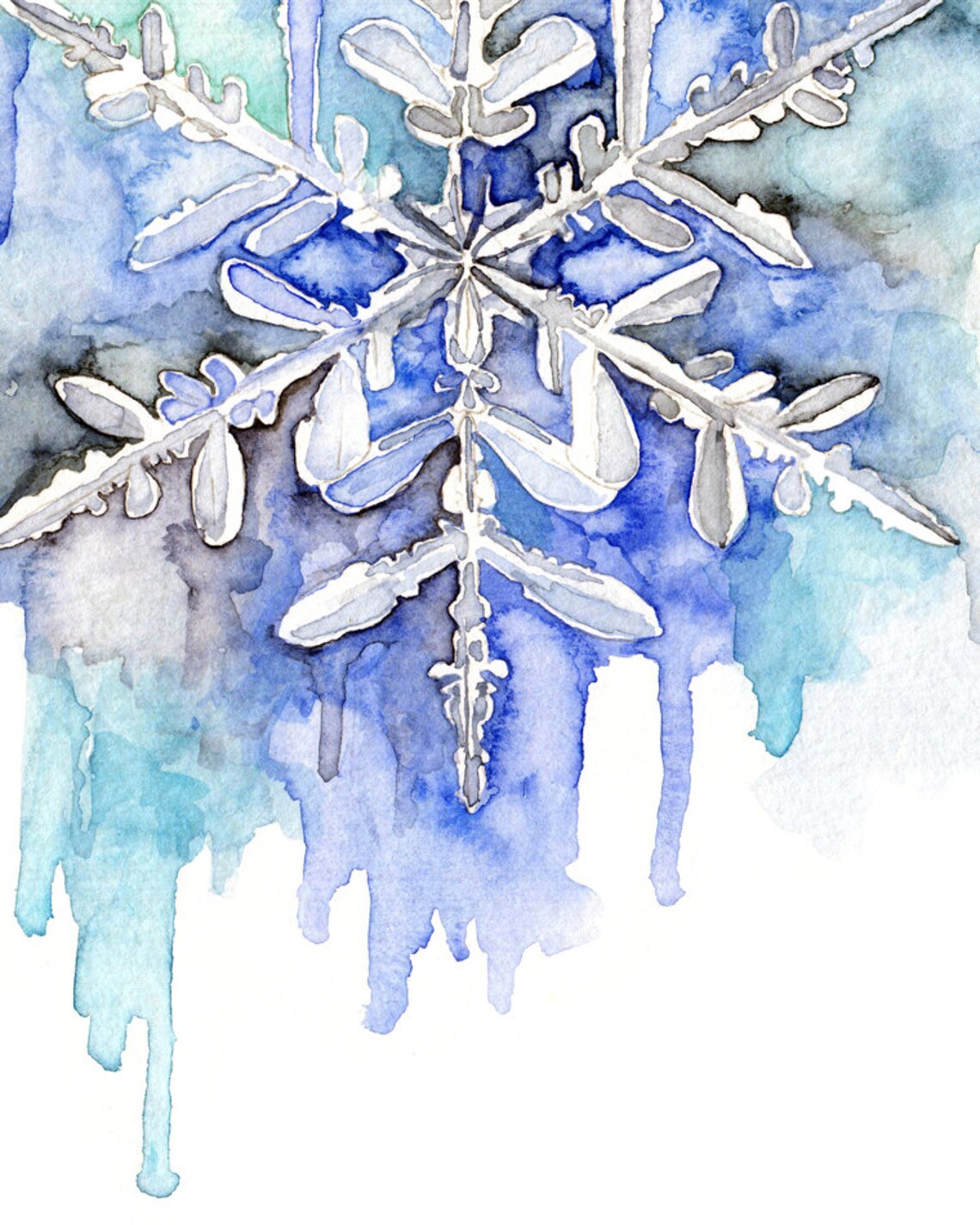 Snowflake Painting Print From Original Watercolor Painting - Etsy
