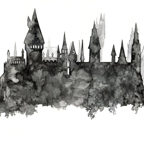 Wizard School Painting Castle Silhouette Wizard Castle | Etsy