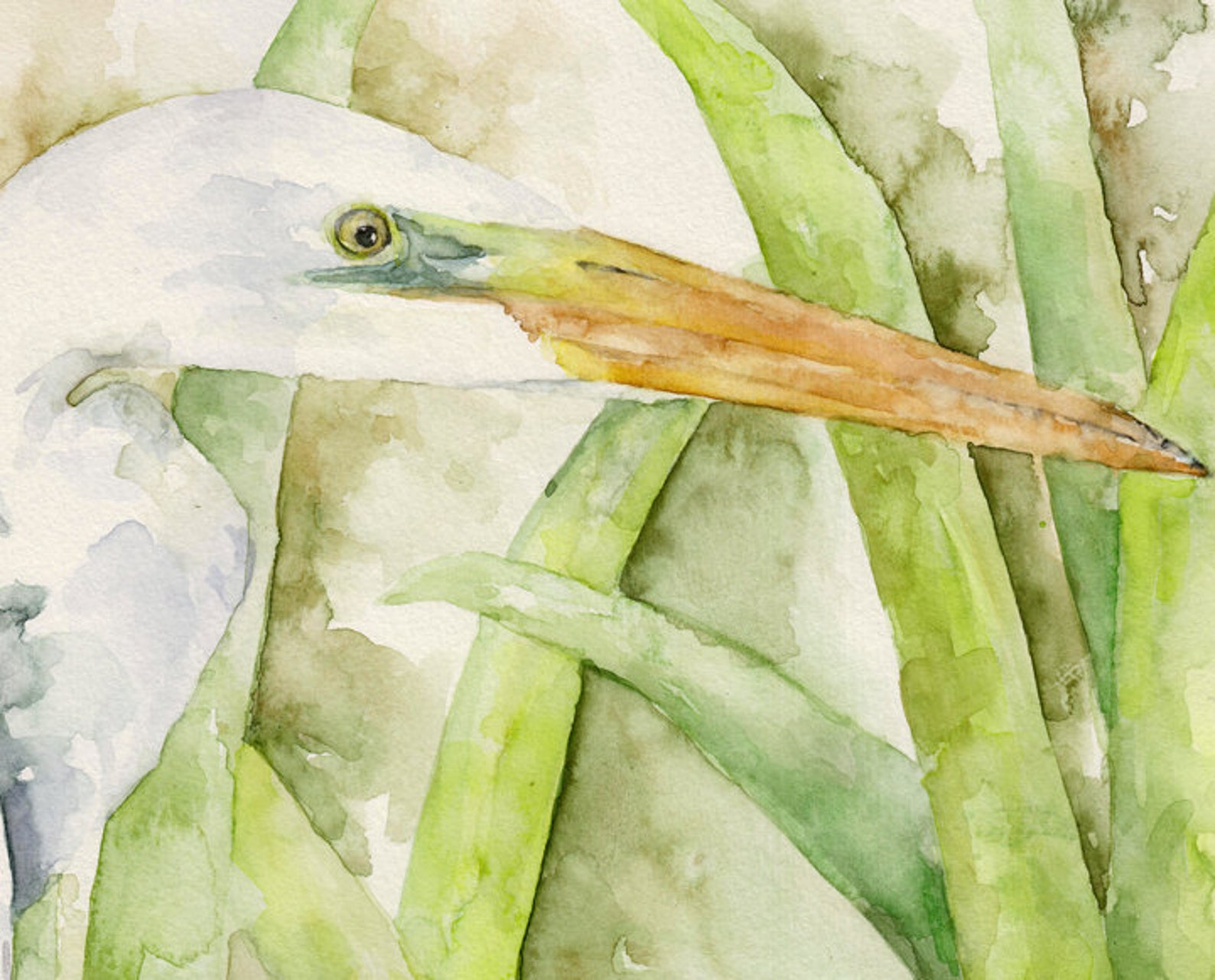 Egret Painting - Print From Original Watercolor Painting, "the Water ...