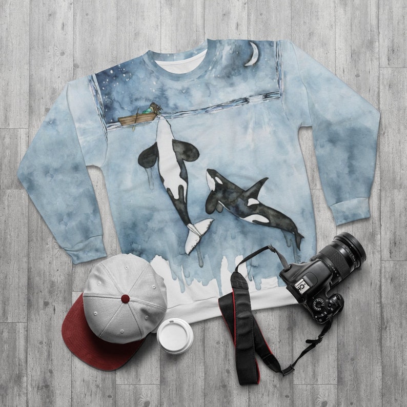 Unisex Orca and Girl Sweatshirt Crewneck All Over Print | Etsy