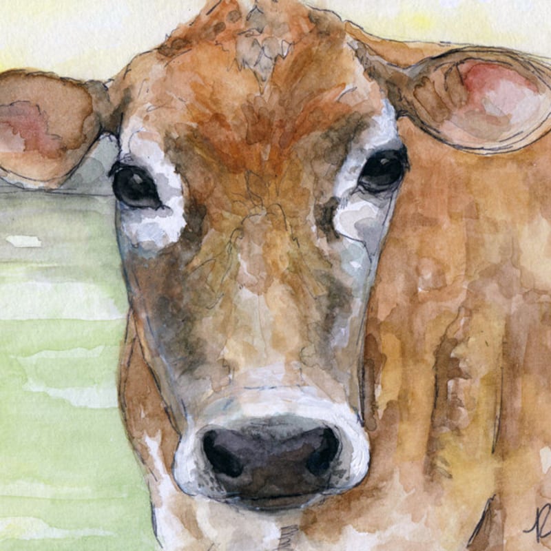 Watercolor Cow - Etsy