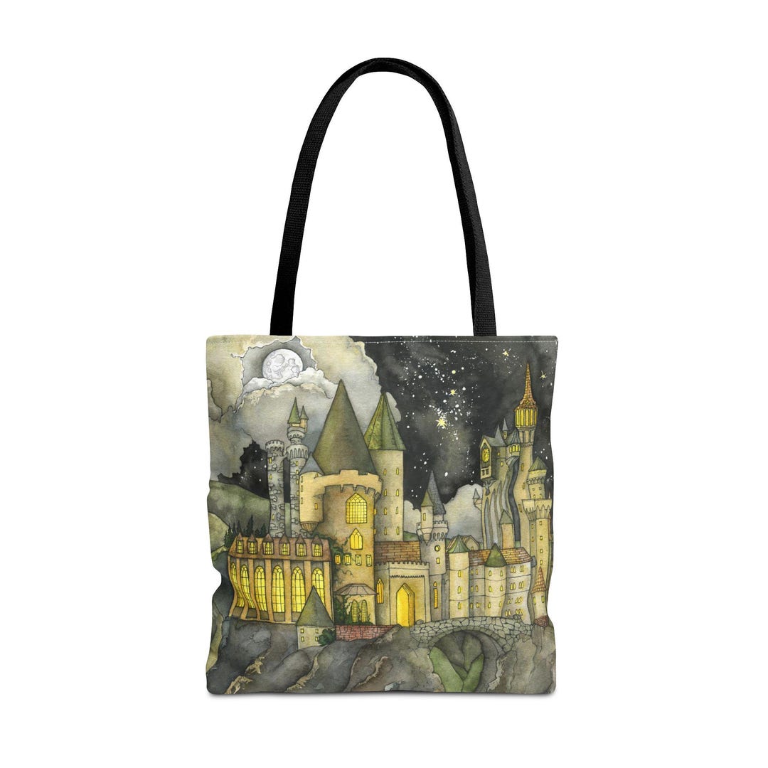 Wizard Castle Tote Bag - Fantasy Shopping Tote, Bookish Bag, Canvas ...