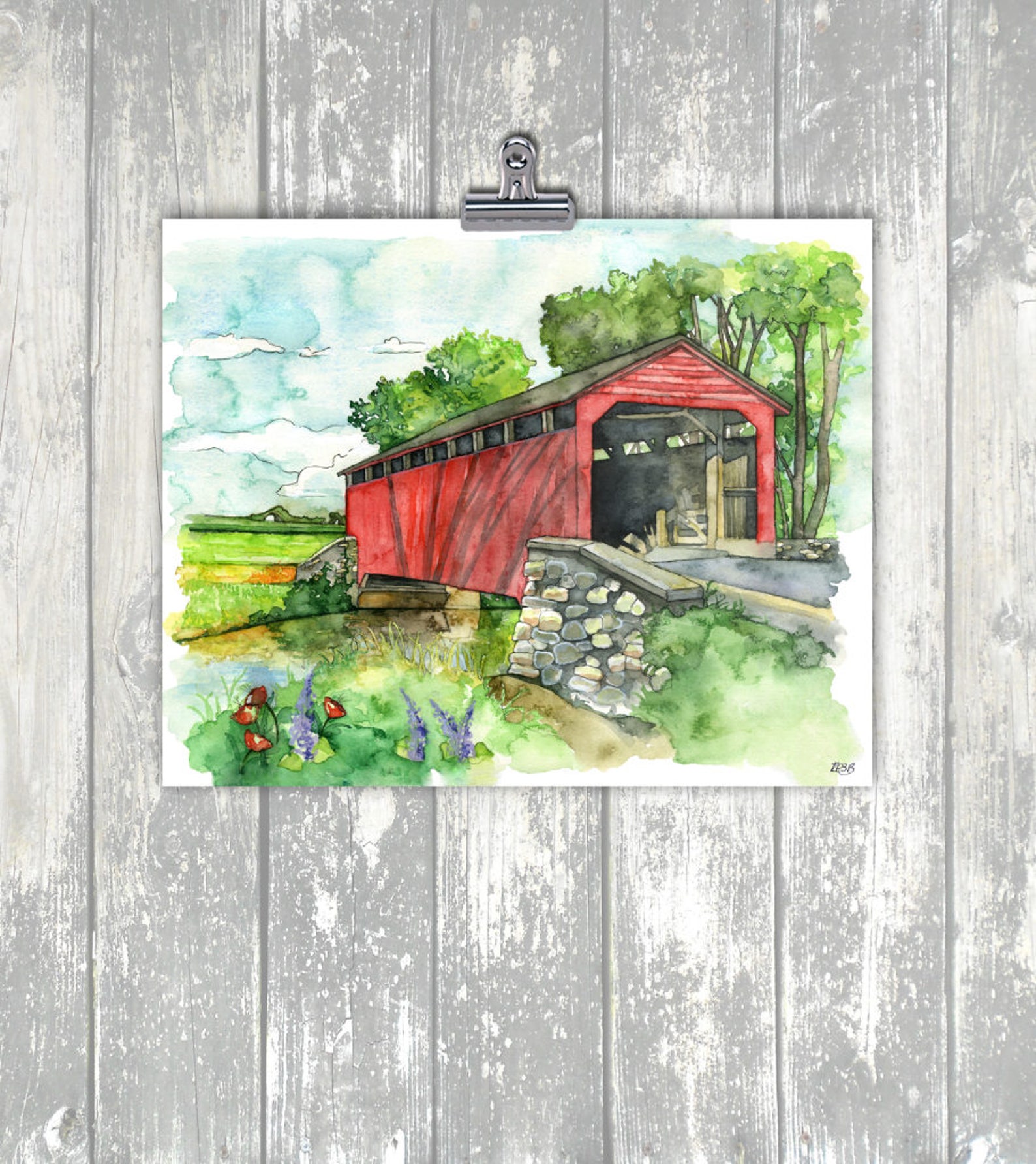 Covered Bridge Watercolor Painting Print - Etsy Canada