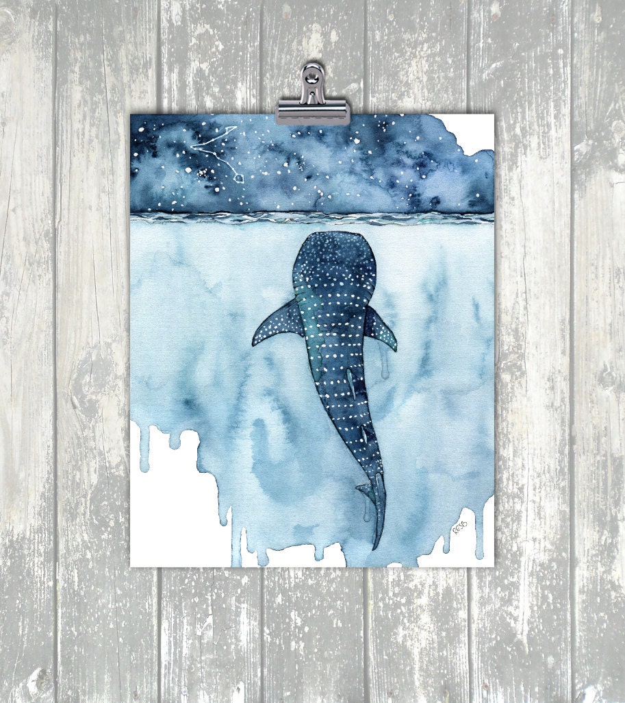 Watercolor Painting Whale Shark Painting Whale Painting | Etsy