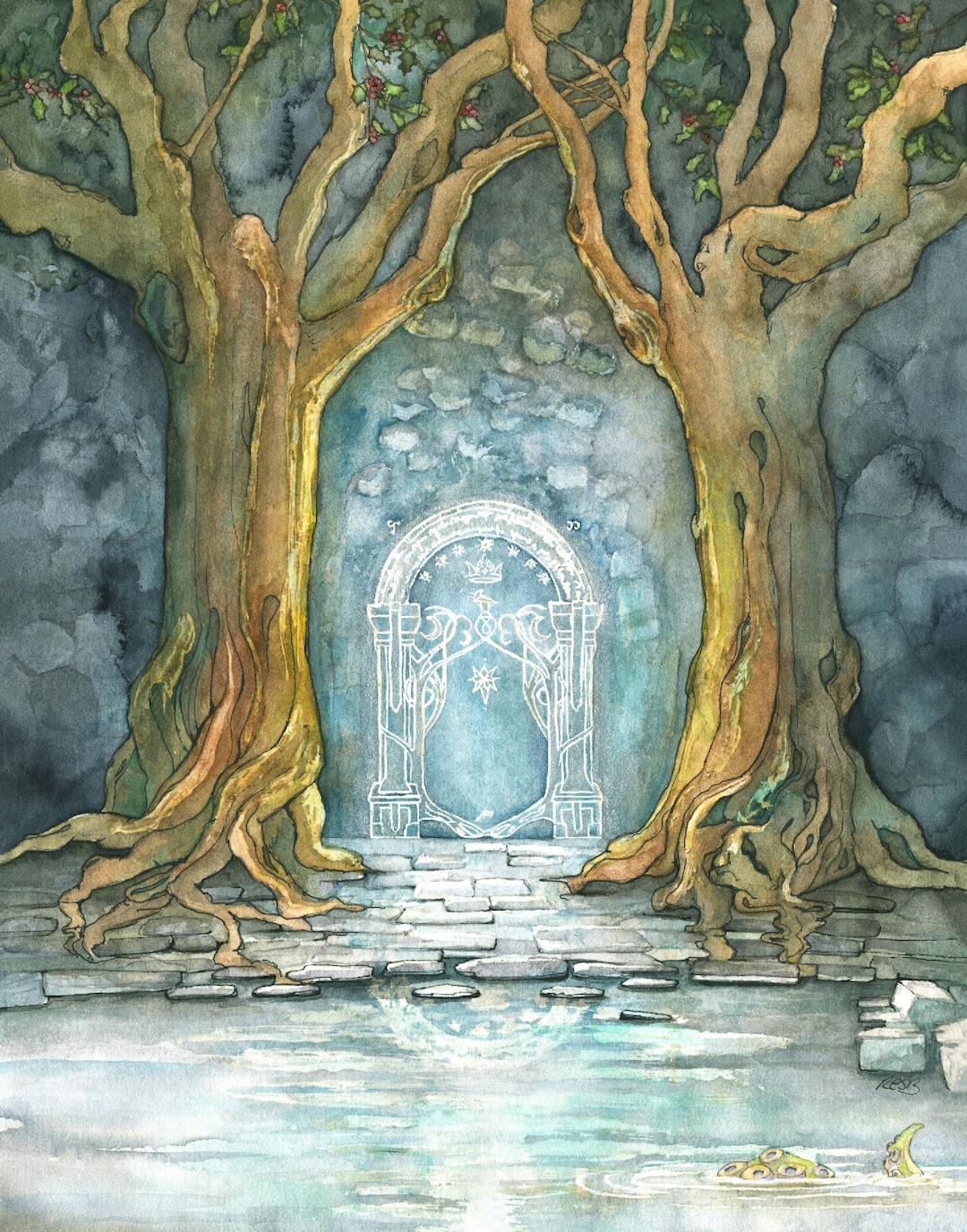 Dwarven Mines Painting, Watercolor Painting, Mines of Dwarf Lord ...
