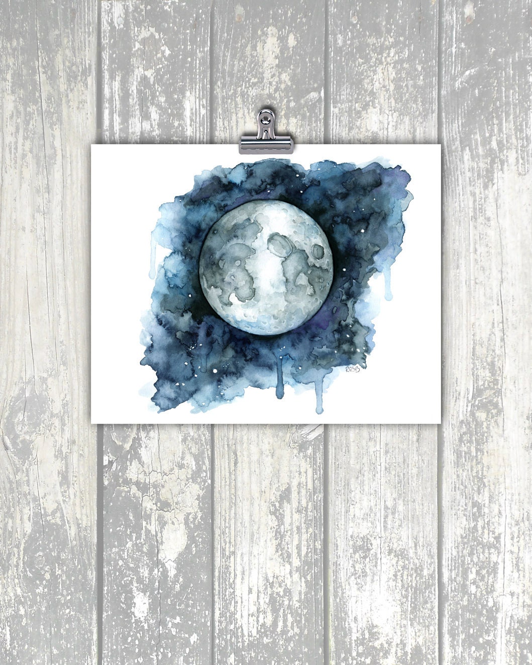 Watercolor Painting Moon Painting Moon Print Moon Phase | Etsy