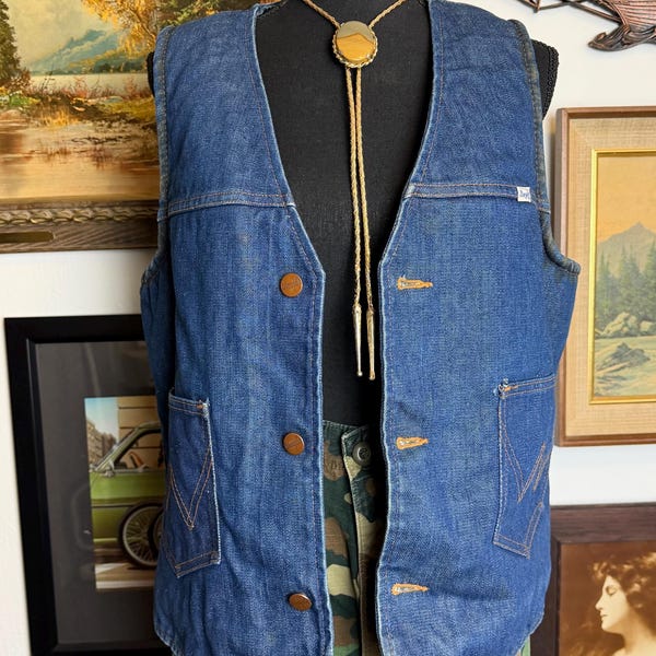 Vintage Sears Denim Vest - Etsy