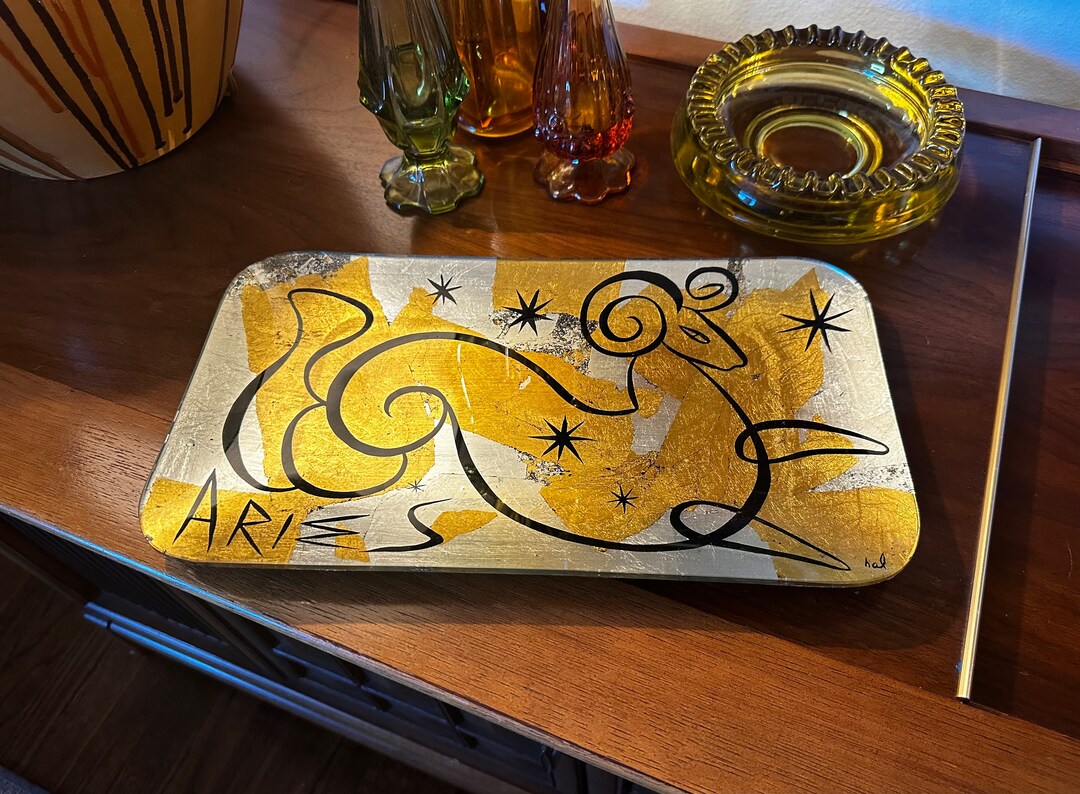 Mid Century Hal Riegger “aries” Art Glass Cocktail Tray - Etsy