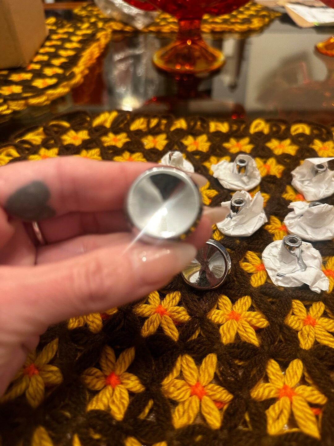 Set of 10 Mid Century Chrome Round Disc Drawer or Cabinet Pulls - Etsy