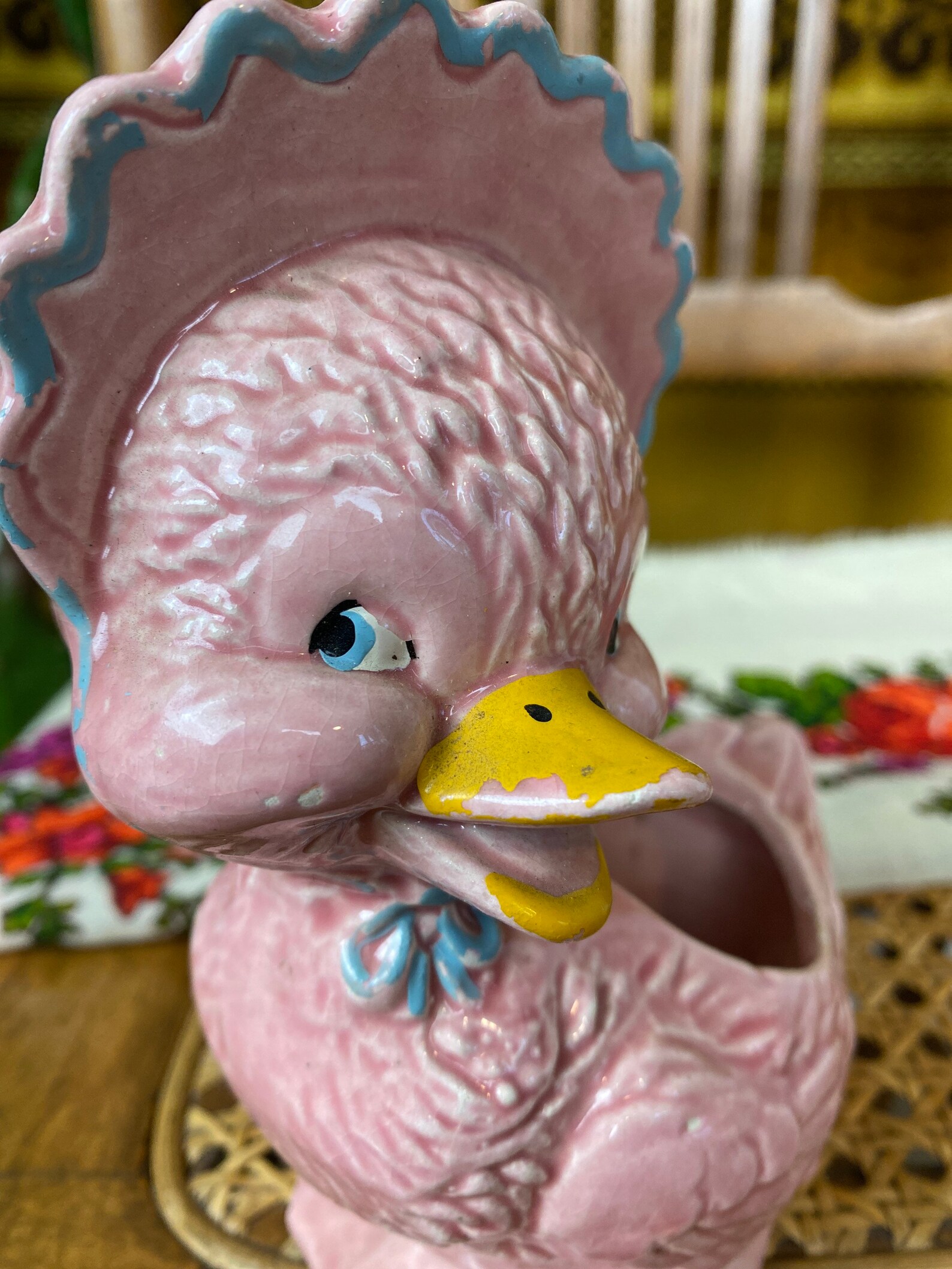 Vintage Kitsch Pink Duck Planter | Etsy