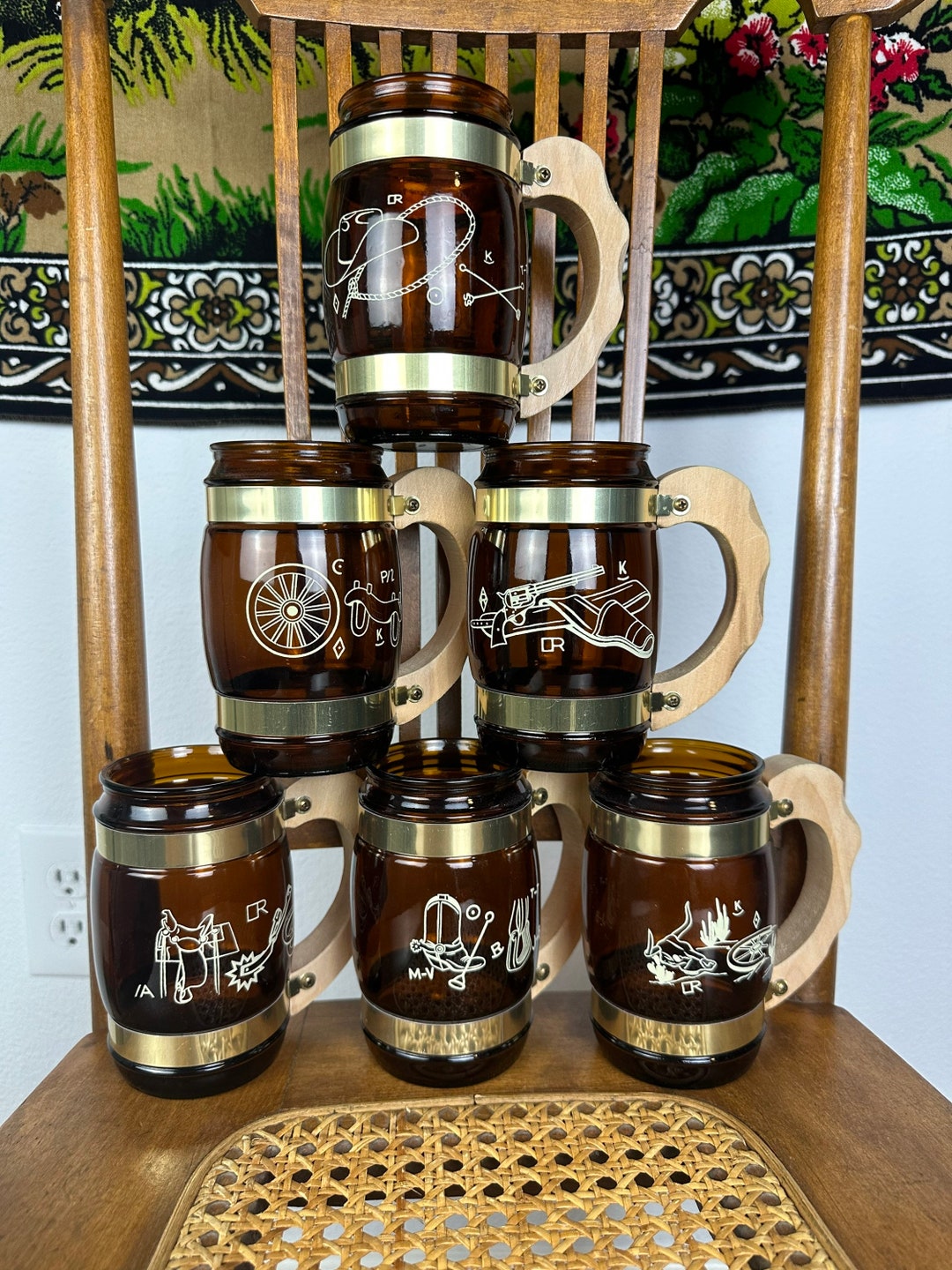 Vintage Siesta Ware Cowboy Barrel Mugs - Etsy