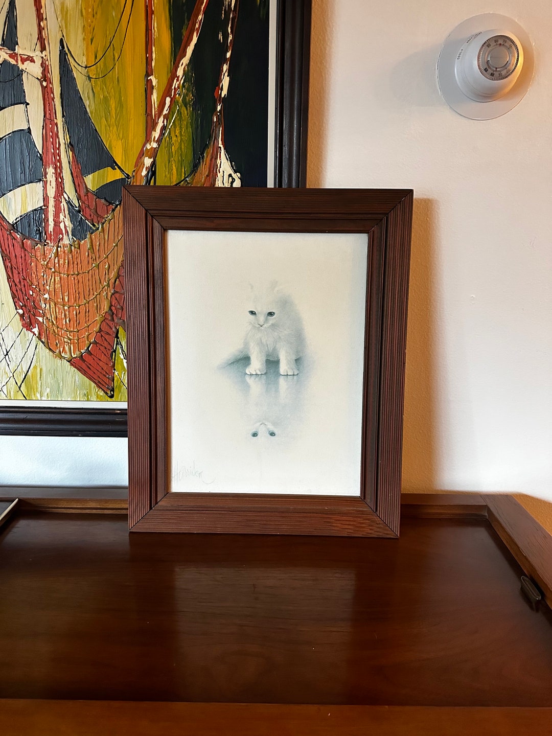 Vintage 1970s Framed Bob Harrison Cat Lithograph - Etsy