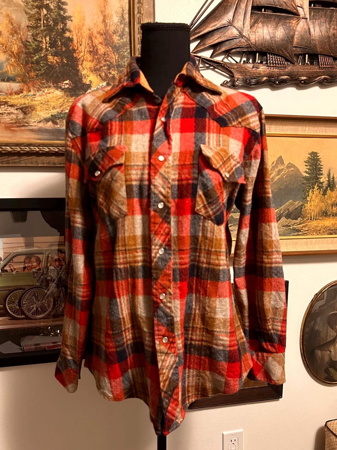 Vintage 1970s KMART Wool Western Flannel Pearl Snaps Size XS-S - Etsy