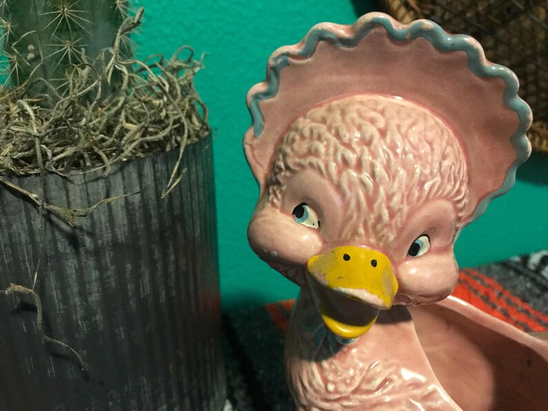 Vintage Kitsch Pink Duck Planter | Etsy
