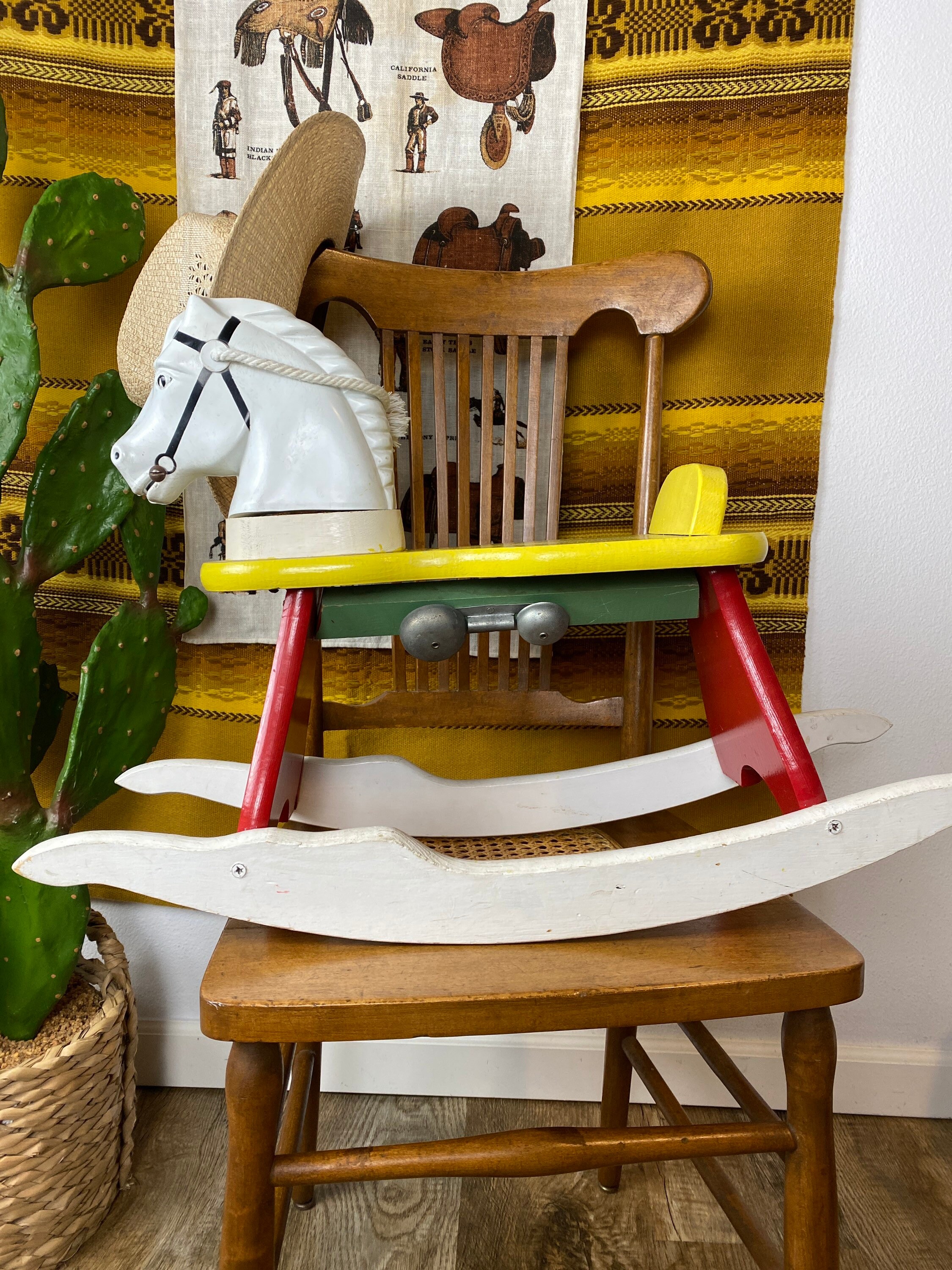 Vintage Little Kids Wooden Rocking Horse Toy - Etsy