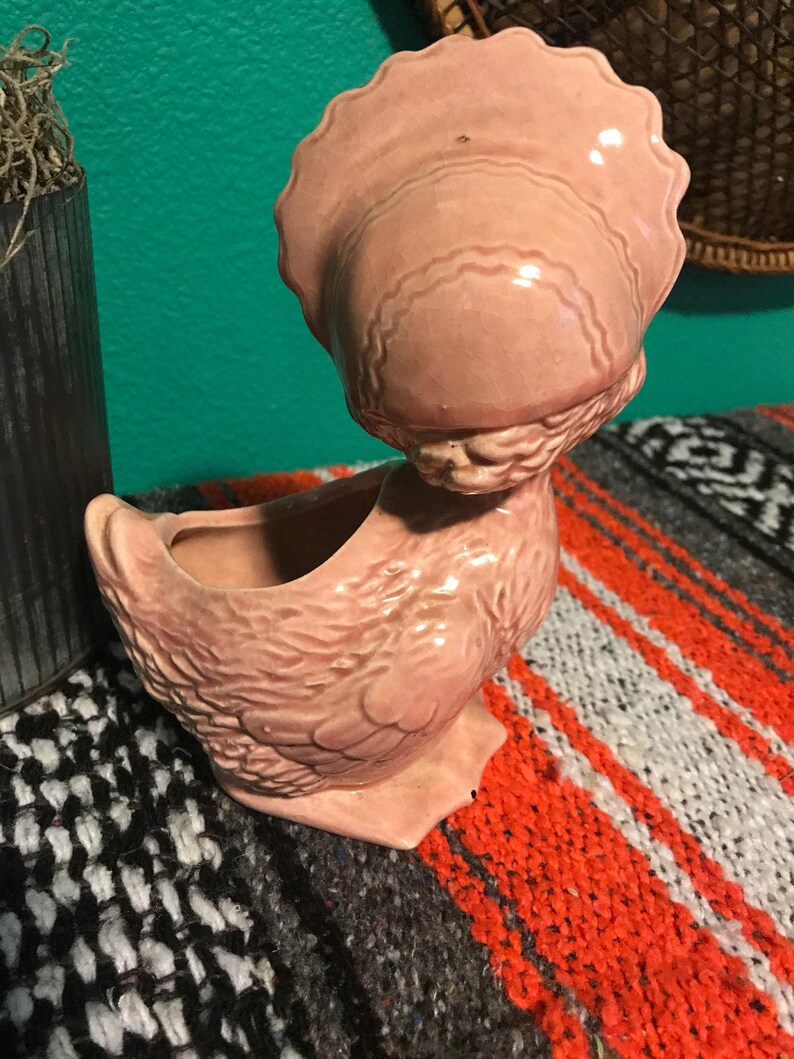 Vintage Kitsch Pink Duck Planter | Etsy