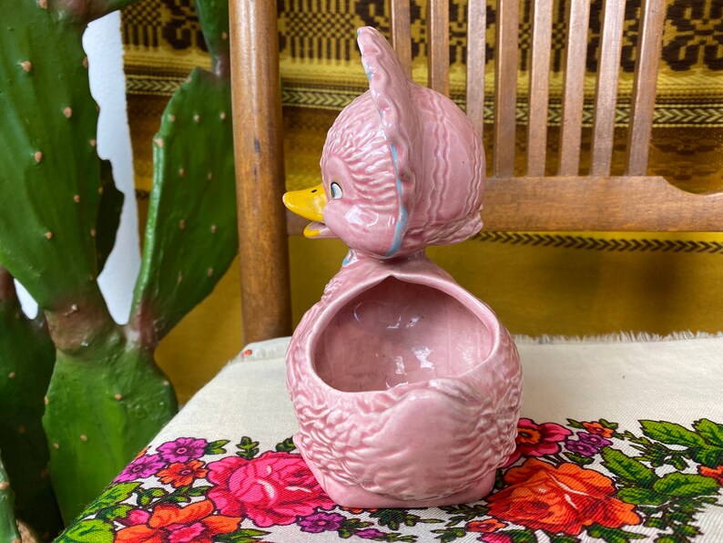 Vintage Kitsch Pink Duck Planter | Etsy