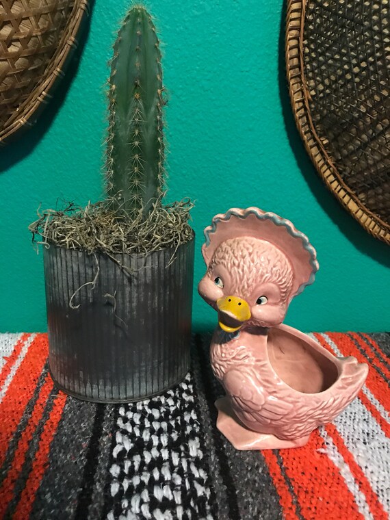 Vintage Kitsch Pink Duck Planter | Etsy