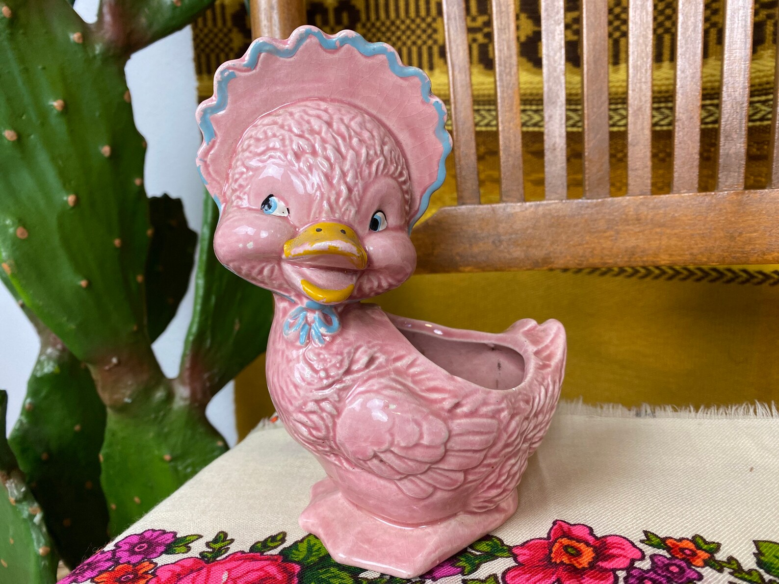 Vintage Kitsch Pink Duck Planter | Etsy