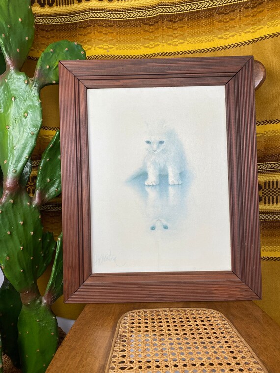 Vintage 1970s Framed Bob Harrison Cat Lithograph - Etsy