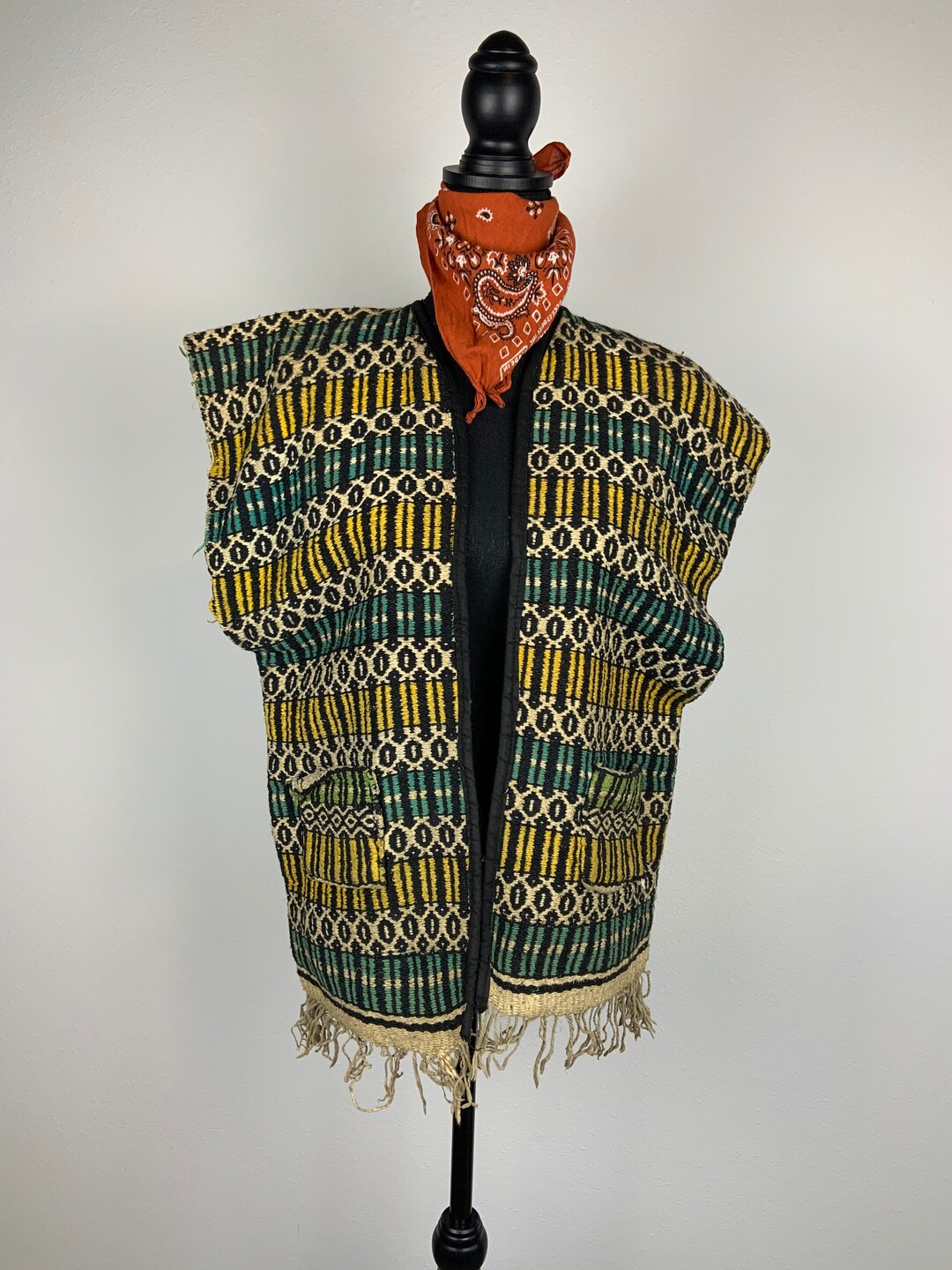 Vintage Hand Woven Mexican Saltillo Blank Vest - Etsy