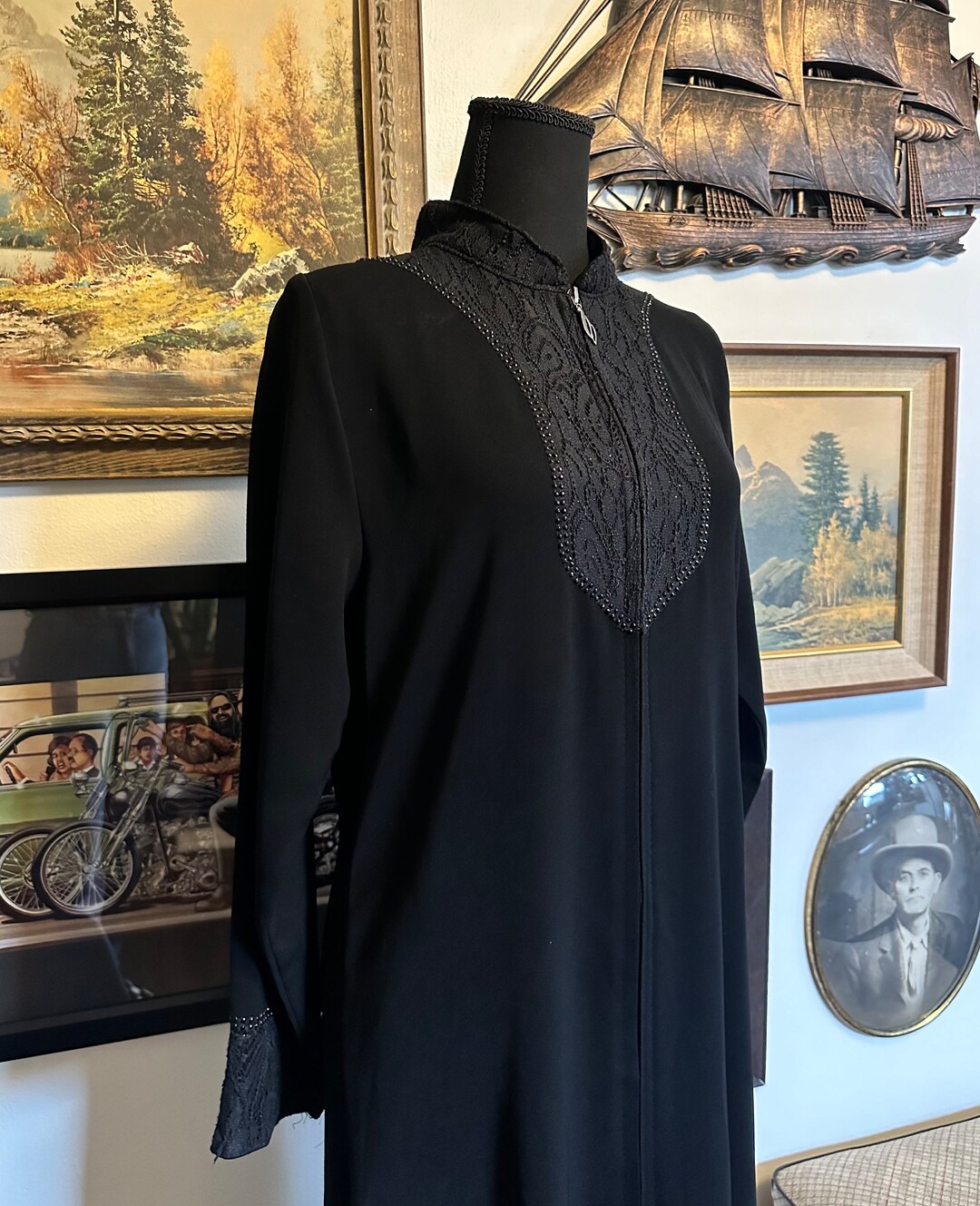 Vintage 1970s Black Housecoat - Etsy