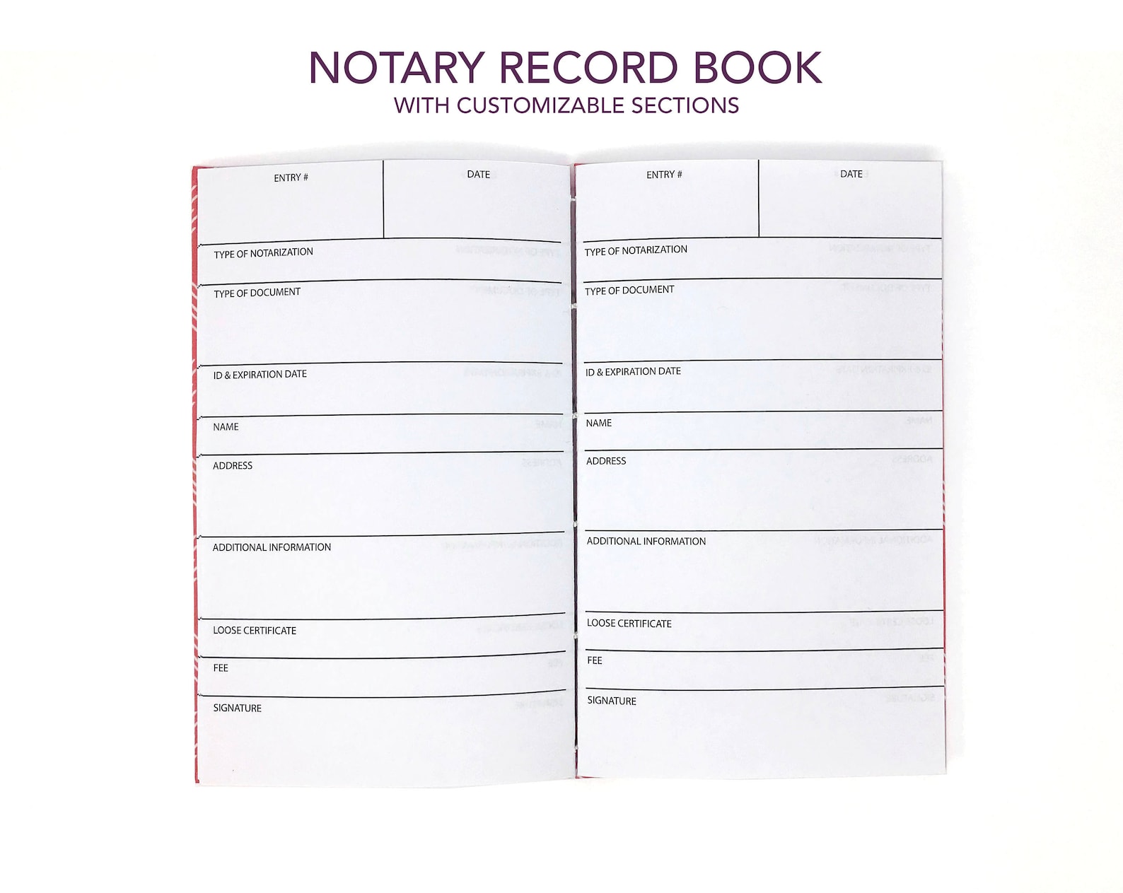 NOTARY JOURNAL for Notary Public Records. Customizable Sections for ...
