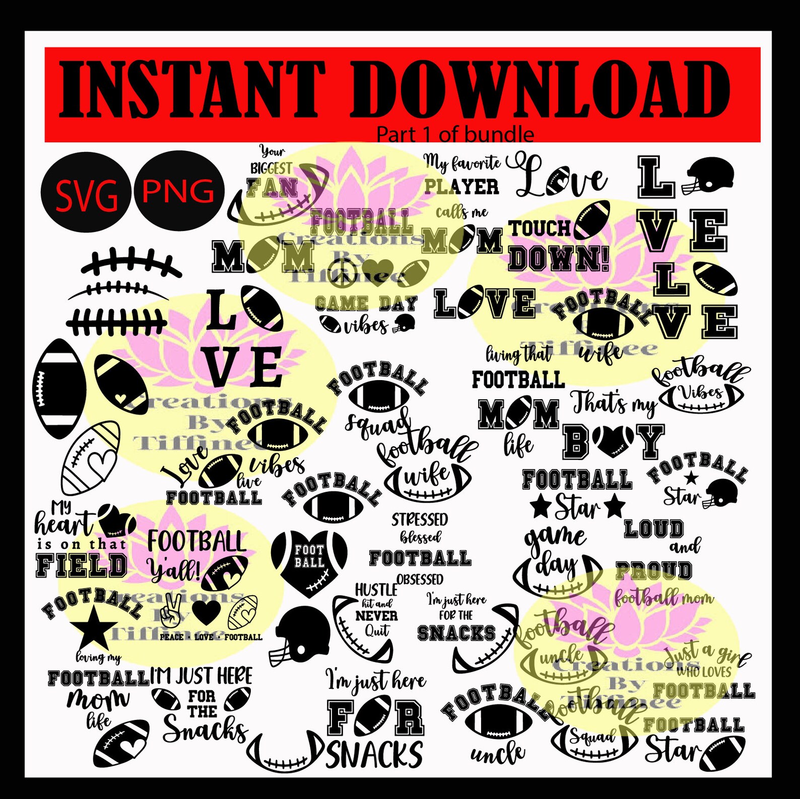 Large Football SVG and PNG Bundle - Etsy